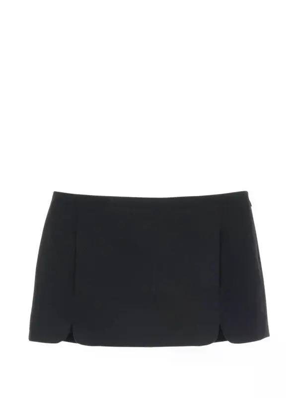 Miu Miu Mini Skirt With Gold-tone Logo Plaque