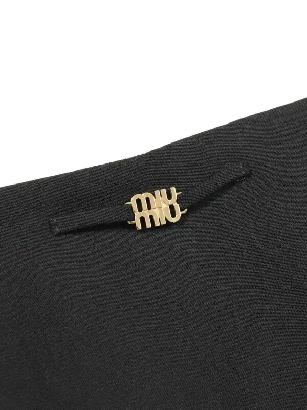 Miu Miu Mini Skirt With Gold-tone Logo Plaque