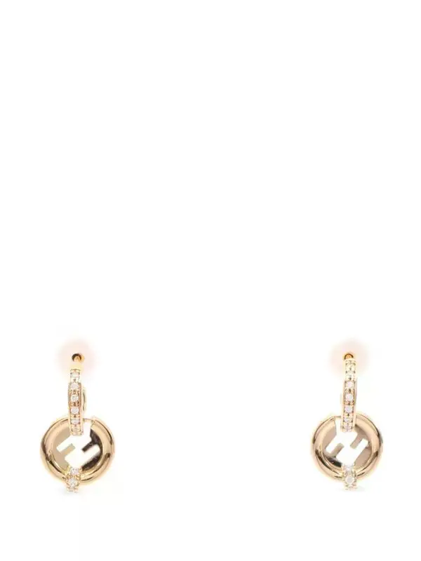 Fendi Tone Rhinestone Embellished Hoop Earrings