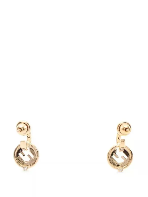 Fendi Tone Rhinestone Embellished Hoop Earrings