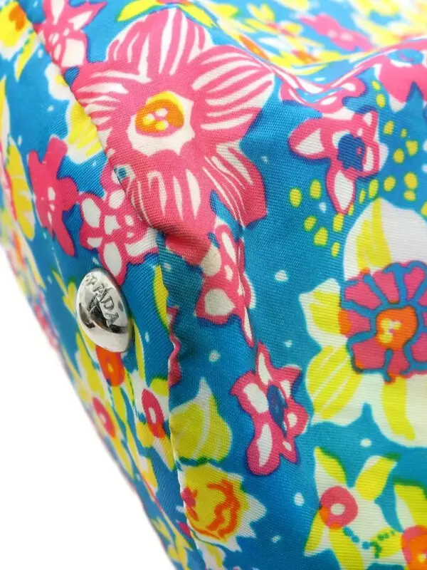 Prada Tessuto Stampato Floral Print Tote Bag
