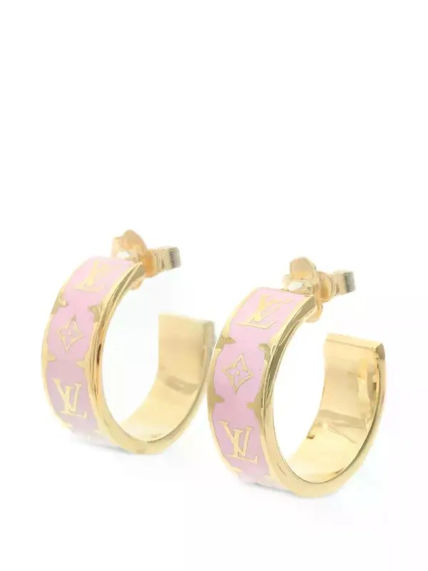 LOUIS VUITTON Nanogram Enamel Hoop Earrings