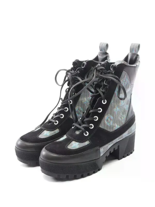 LOUIS VUITTON 2019 Laureate Line Monogram Platform Boots