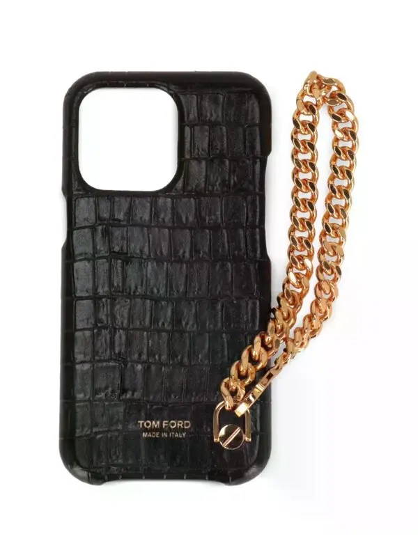 TOM FORD Croc-effect Chain-link Phone Case - Black