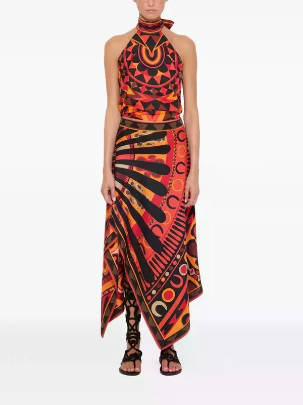 Emilio Pucci Silk Twill Soleil Print Skirt