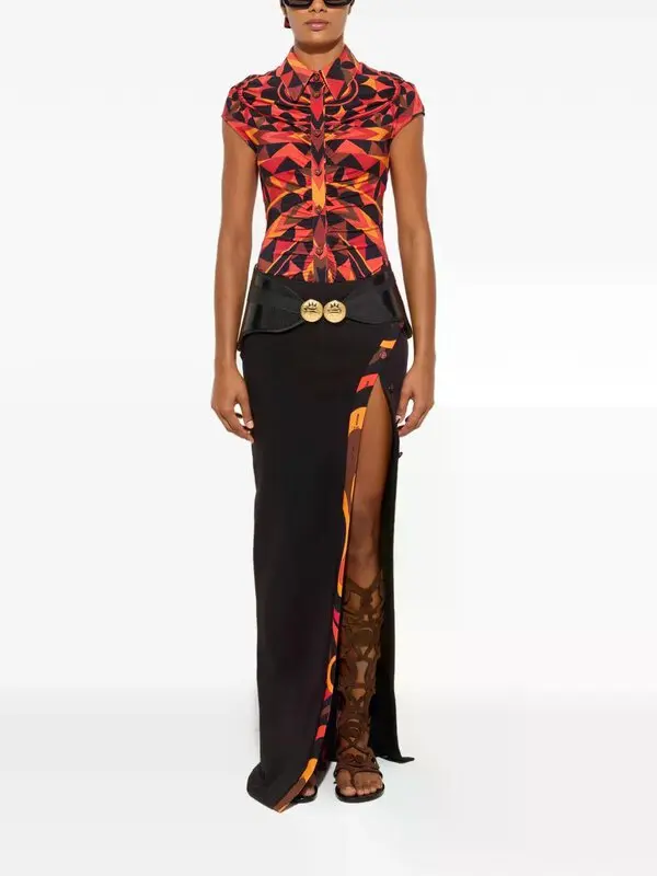 Emilio Pucci Superstretch Cady Skirt With Side Slit And Printed Detail