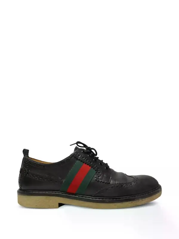 Gucci Web Stripe Derby Brogues - Black