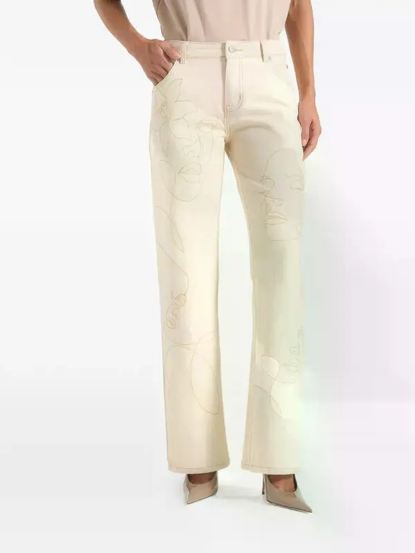 Manière De Voir Maniere De Voir Calista Line-art Denim Jeans - Neutrals