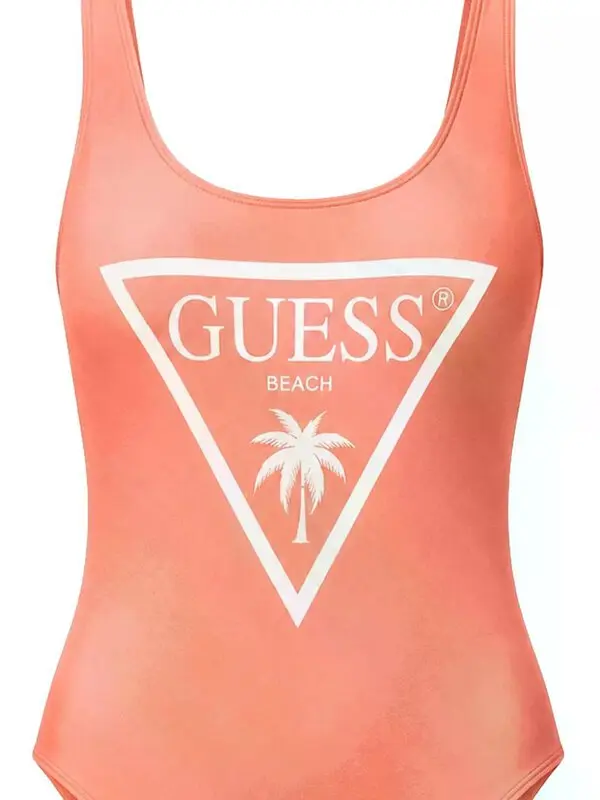 Guess Logo-print Scoop Neck Swimsuit