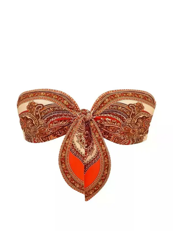Zimmermann Mahon Paisley-print Bikini Top - Orange