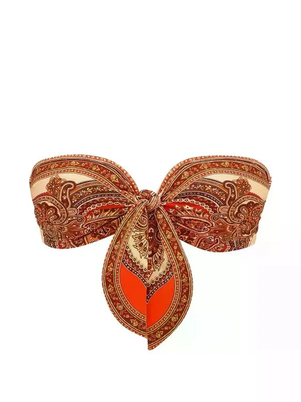 Zimmermann Mahon Scarf Tie Bikini Top - Rust Paisley