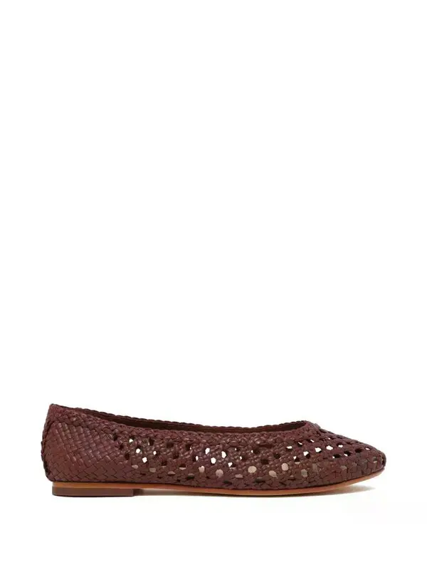 Dragon Diffusion Woven Leather Ballet Flats - Brown