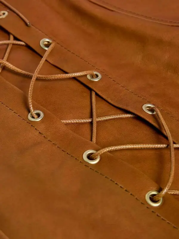 SKIIM Alexandra Lace-up Leather Midi Skirt