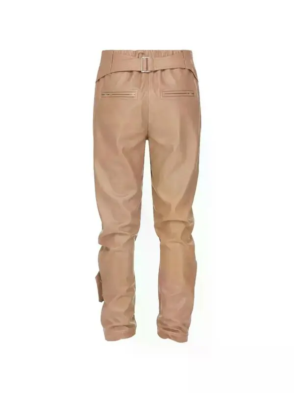 Rick Owens Belted Leather Trousers - Neutrals