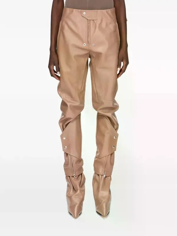 Rick Owens Belted Leather Trousers - Neutrals