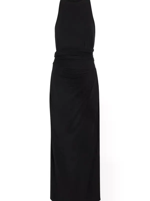 Another Tomorrow Sleeveless Ruched Waist Midi Dress