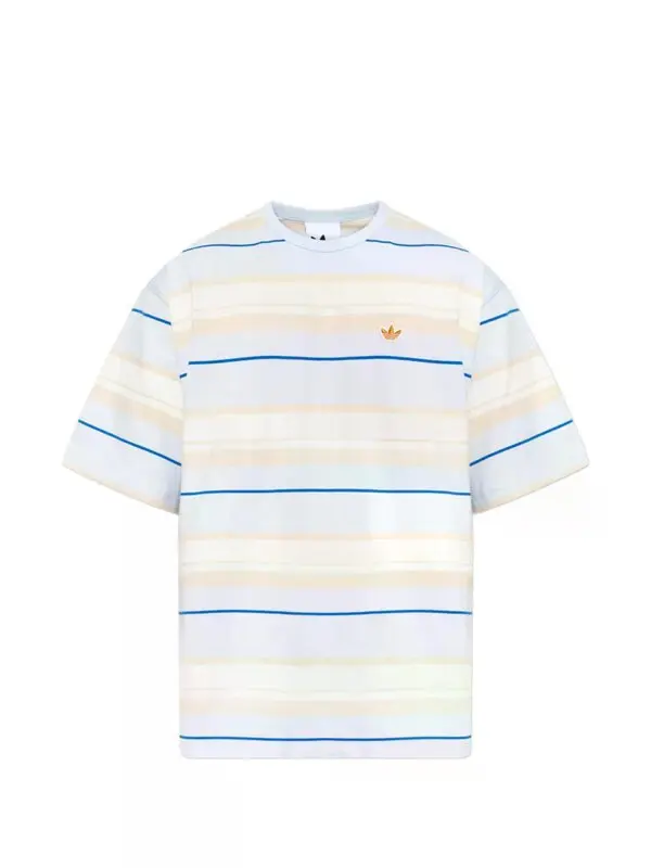 Adidas Striped Logo-embroidered T-shirt