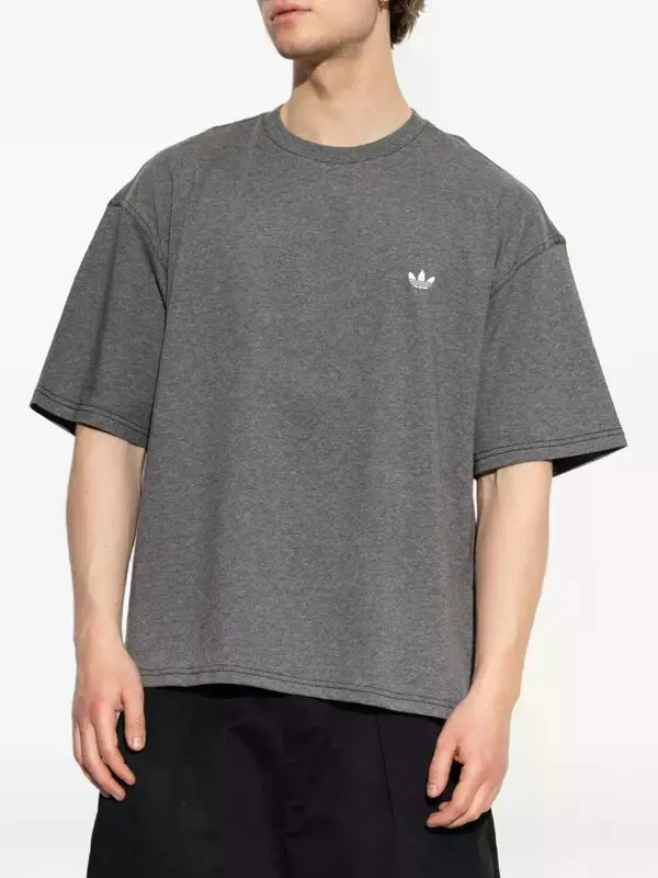Adidas Logo-embroidered T-shirt - Grey