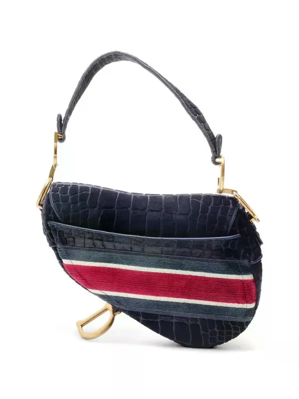 Dior 1999-2003 Saddle Crocodile-effect Shoulder Bag