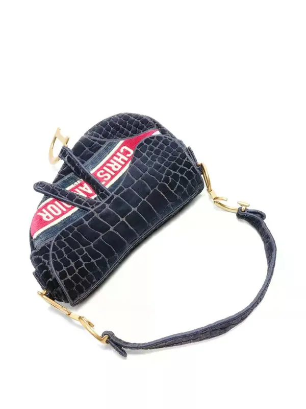 Dior 1999-2003 Saddle Crocodile-effect Shoulder Bag