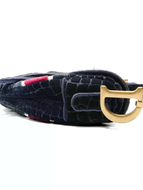 Dior 1999-2003 Saddle Crocodile-effect Shoulder Bag