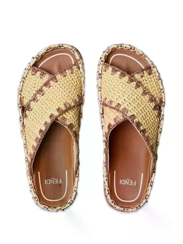 Fendi Woven Crossover Flat Sandals