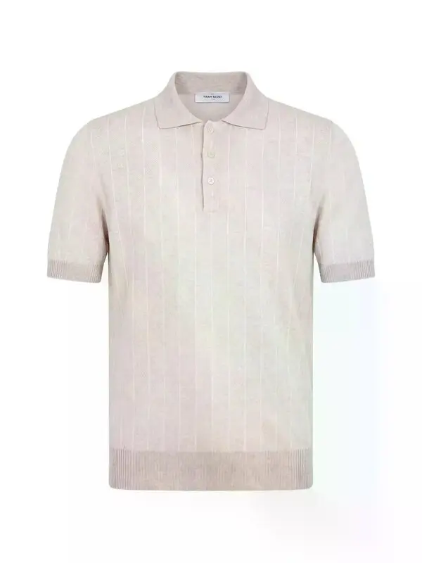 GRAN SASSO Pinstriped Knit Polo Shirt