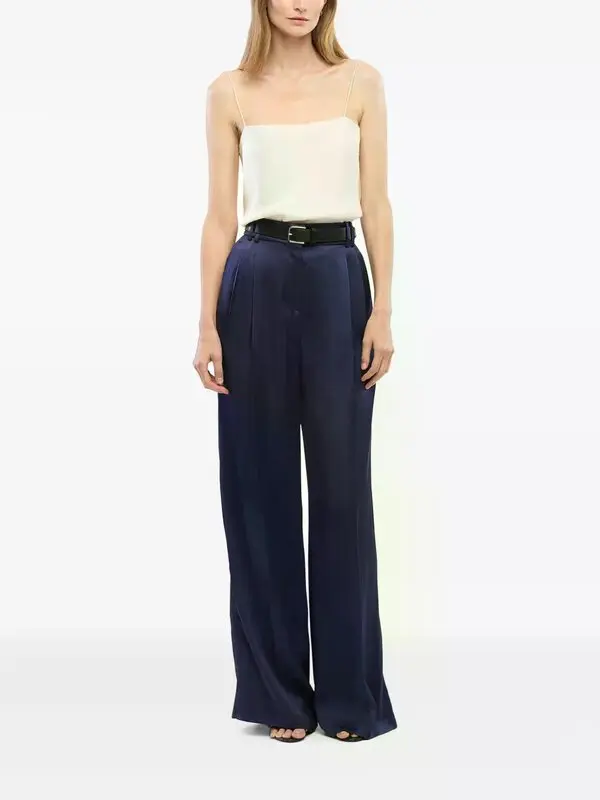 Another Tomorrow Pleated Satin Trousers