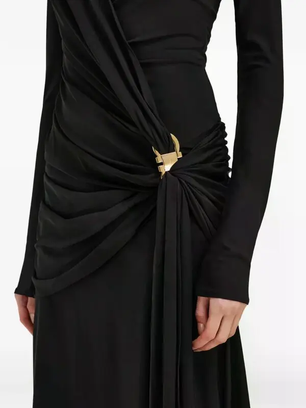 FERRAGAMO Viscose Jersey Dress With Gancini Brooch