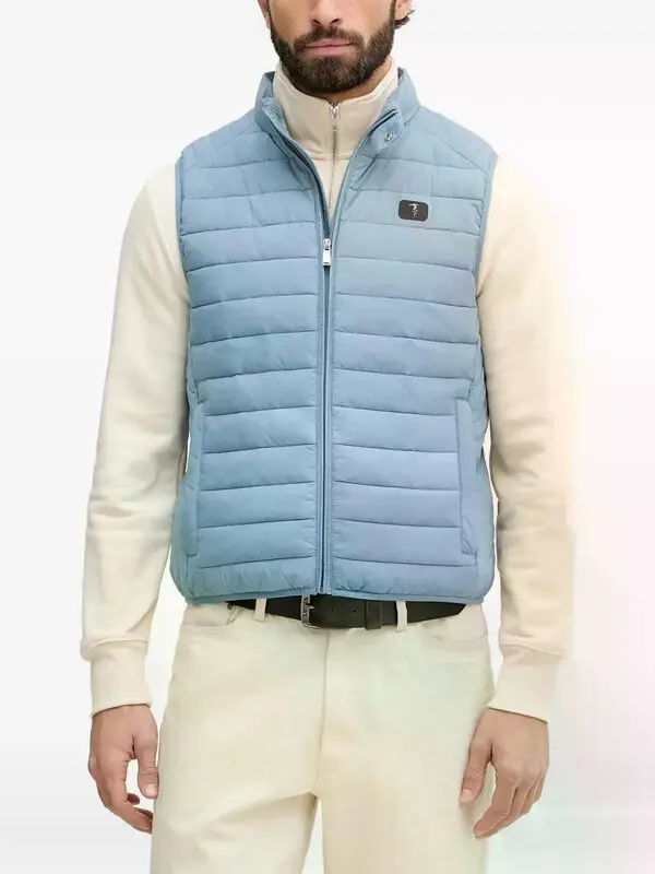 TRUSSARDI Quilted Logo-patch Gilet - Blue