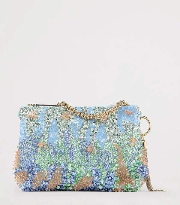 JIMMY CHOO Callie Embellished Satin Clutch Bag - Blue