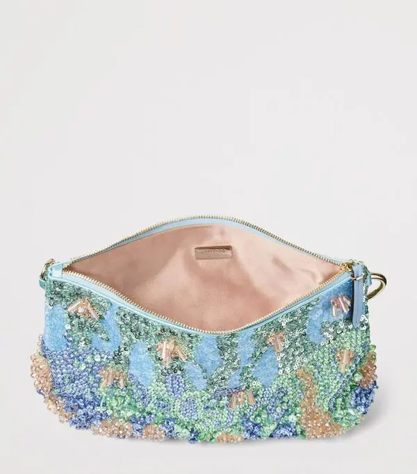 JIMMY CHOO Callie Embellished Satin Clutch Bag - Blue