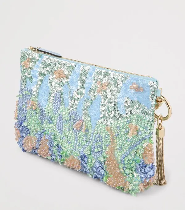JIMMY CHOO Callie Embellished Satin Clutch Bag - Blue