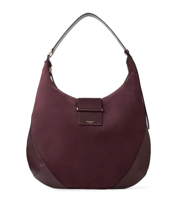 JIMMY CHOO Medium Suede Bar Shoulder Bag - Burgundy