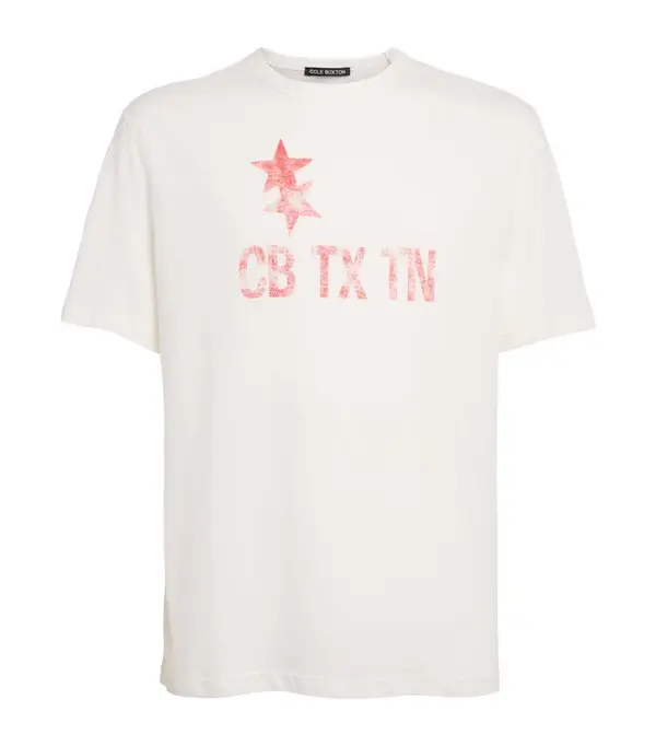 COLE BUXTON Cotton Printed Cb Tx Tn T-shirt - White