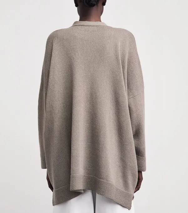 Eskandar Linen & Organic Cotton V-neck Cardigan - Neutral