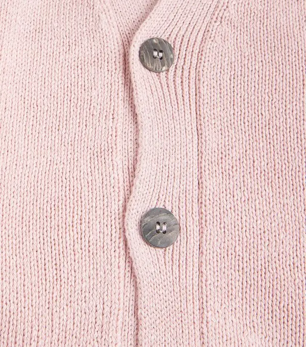 Eskandar Linen & Organic Cotton V-neck Cardigan - Pink