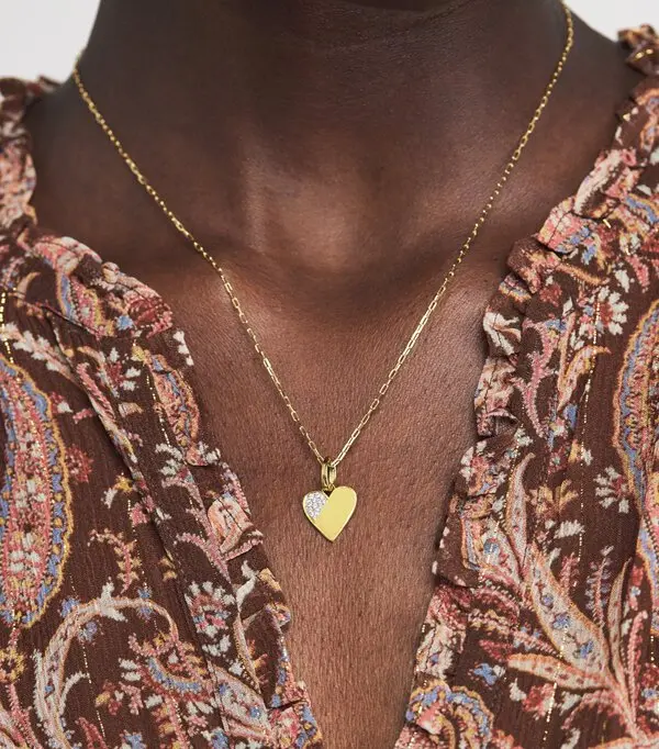 JADE TRAU 18k Yellow Pavé Diamond Heart Charm