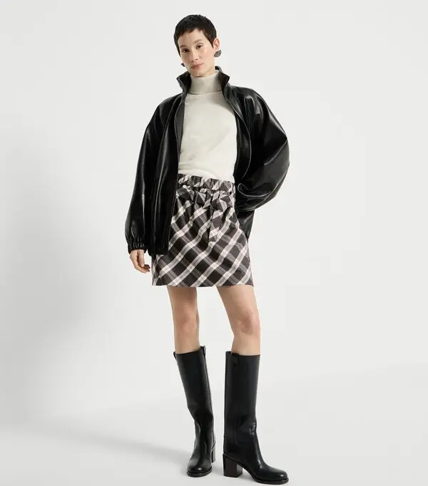 Brunello Cucinelli Virgin Wool-blend Checked Mini Skirt