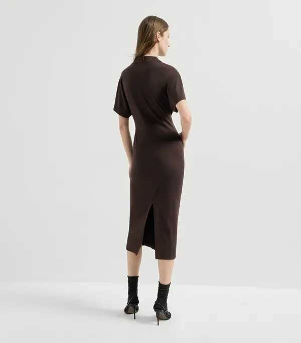 Brunello Cucinelli Belted Wool-blend Midi Dress