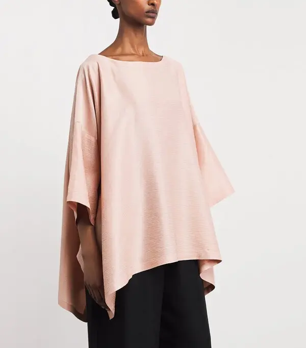 Eskandar Silk Plissé Scoop-neck Top