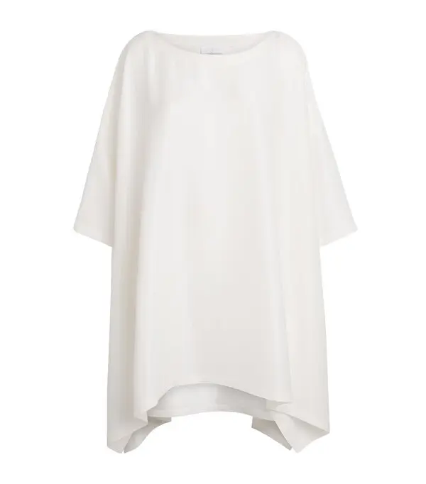 Eskandar Silk Plissé Boat-neck Top - White