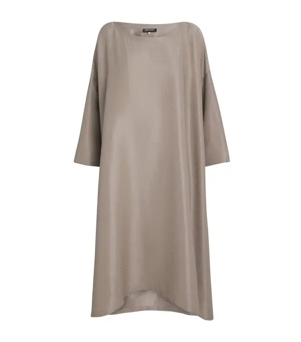 Eskandar Silk Plissé Midi Dress - Grey