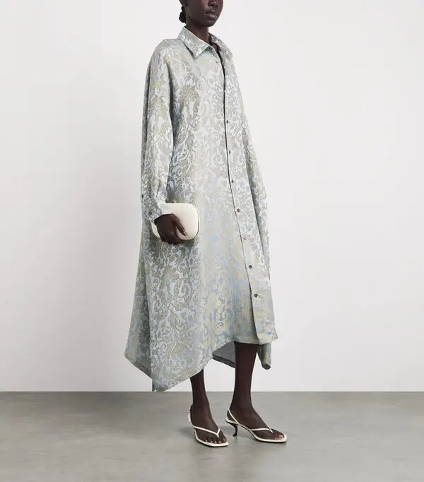 Eskandar Jacquard Button-up A-line Midi Shirt Dress