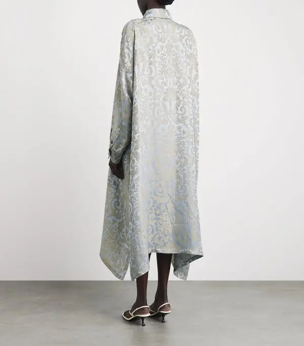 Eskandar Jacquard Button-up A-line Midi Shirt Dress