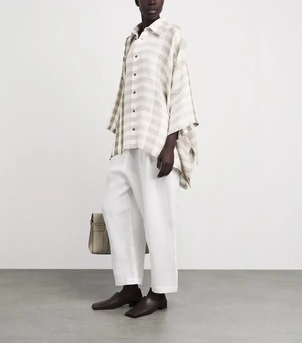 Eskandar Linen Check A-line Shirt
