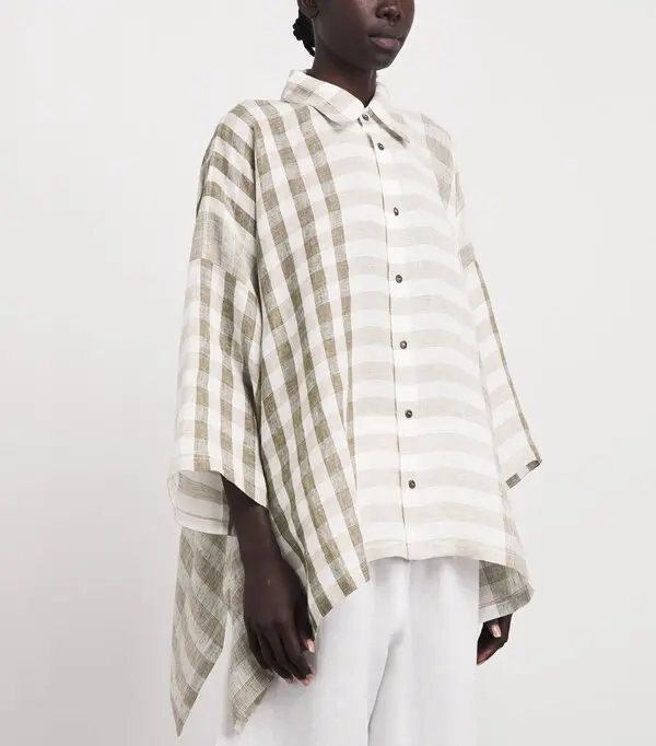Eskandar Linen Check A-line Shirt
