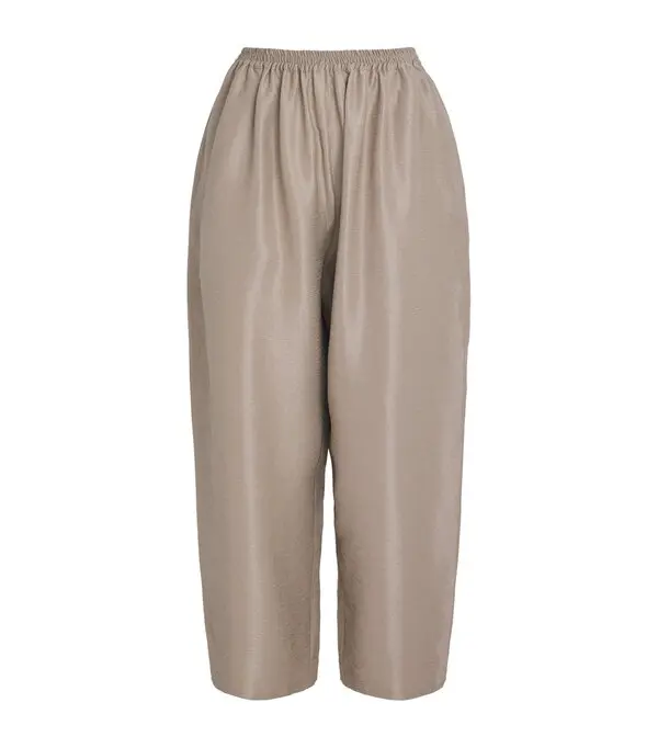 Eskandar Silk Wide Leg Trousers - Grey