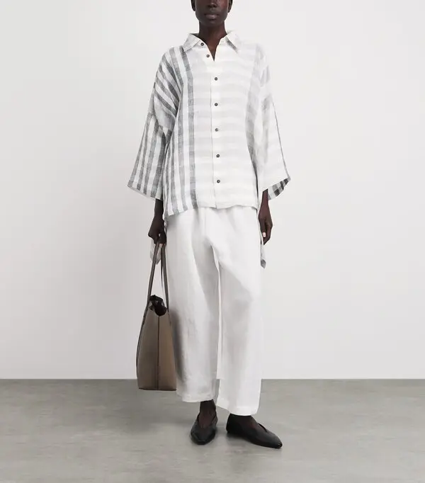 Eskandar Linen Cape Shirt With Asymmetrical Hem