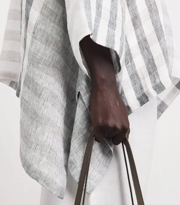 Eskandar Linen Cape Shirt With Asymmetrical Hem